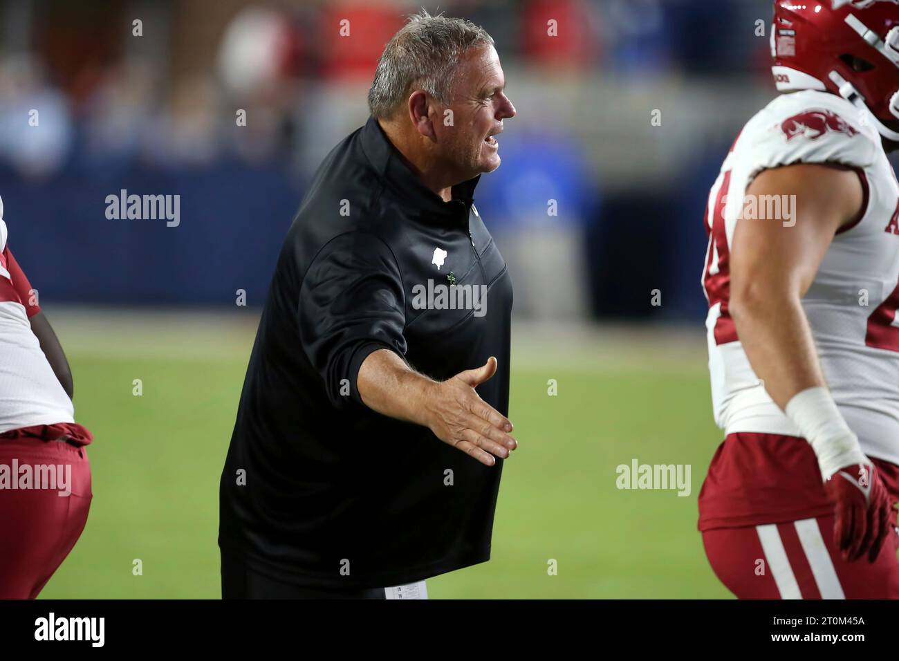 OXFORD, MS - OCTOBER 07: Arkansas Razorbacks head coach Sam Pittman ...