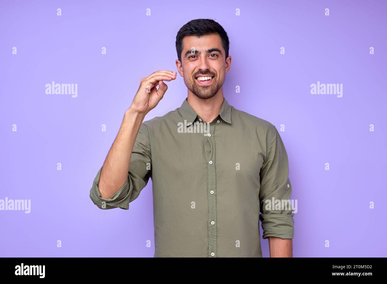 letter D spelling by guy's hand in American Sign Language (ASL) on blue ...