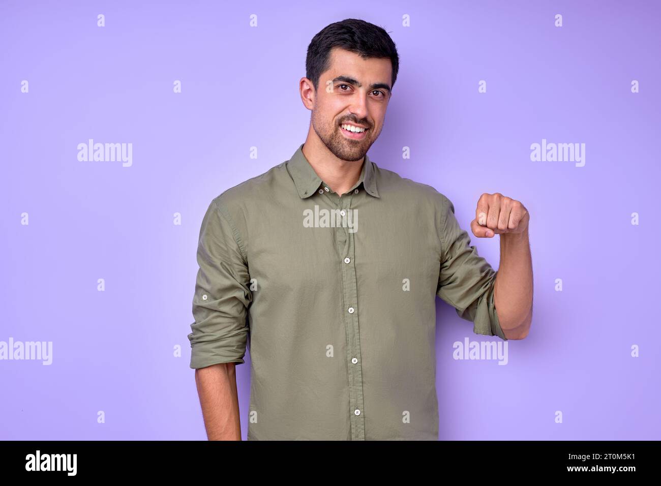 Young deaf mute man saying girlfriend using sign language on white ...
