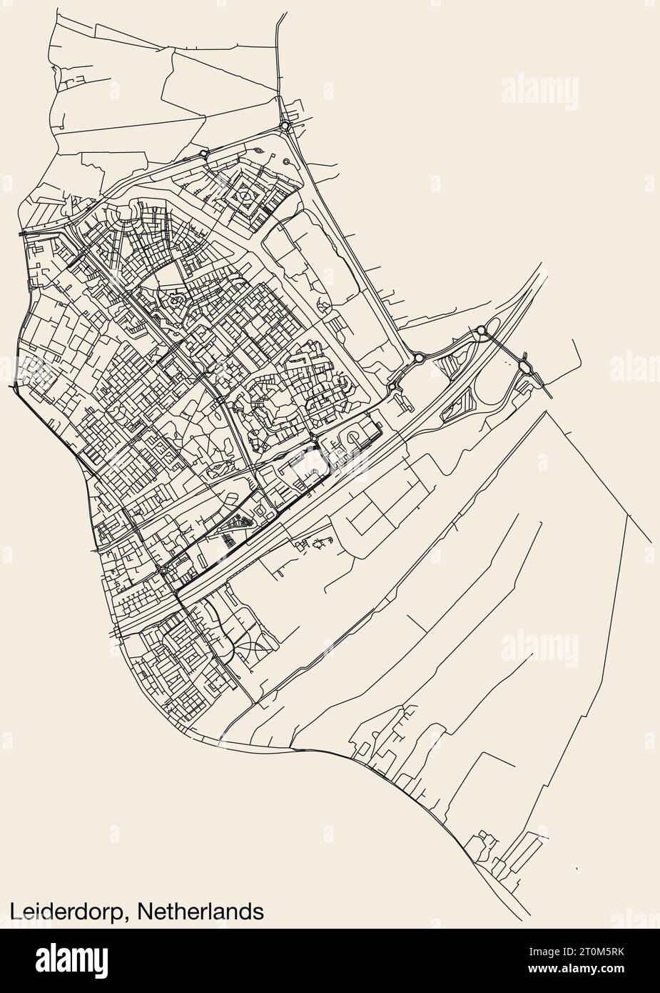 Street roads map of LEIDERDORP, NETHERLANDS Stock Vector Image & Art ...