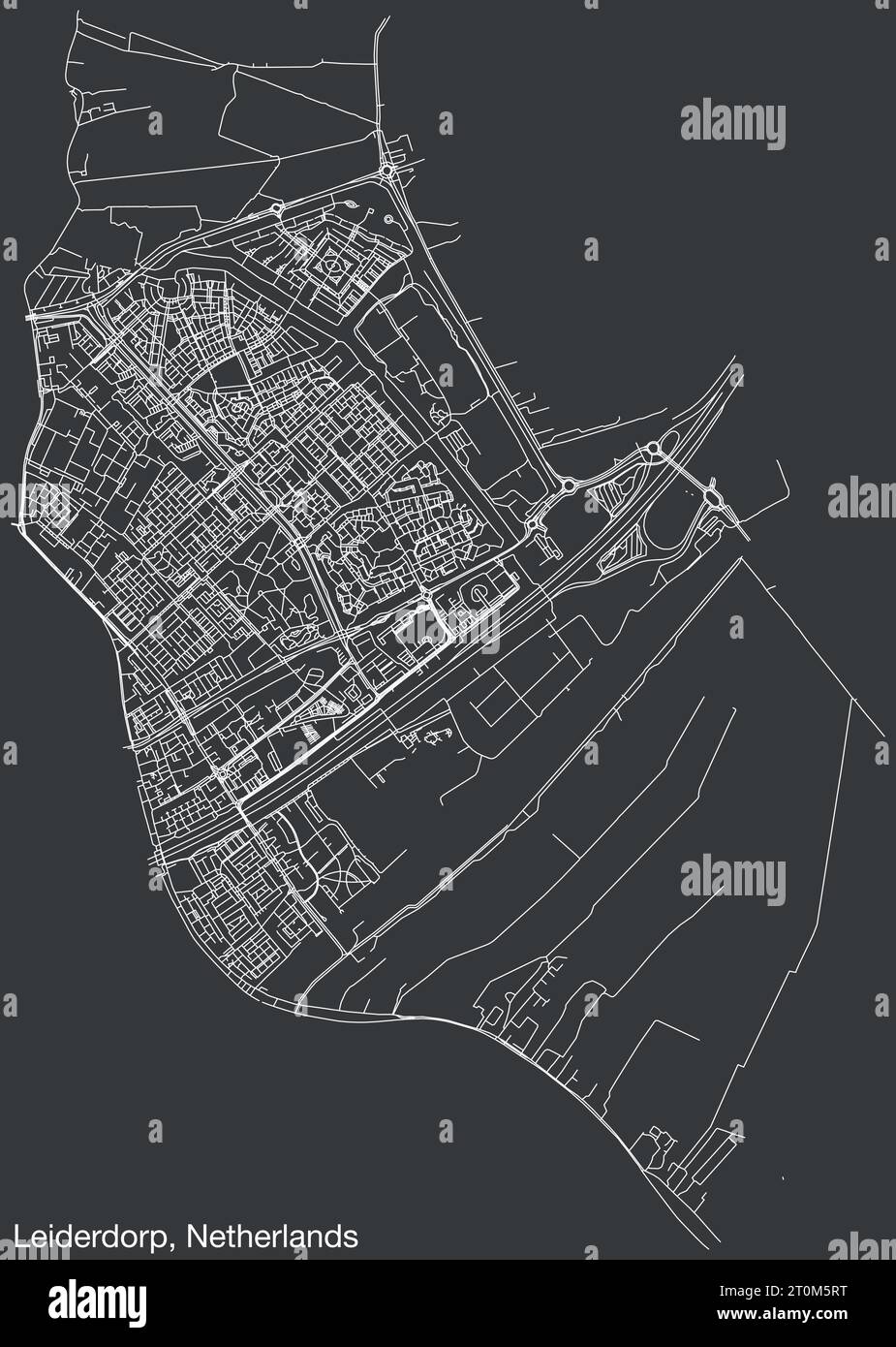 Street roads map of LEIDERDORP, NETHERLANDS Stock Vector Image & Art ...