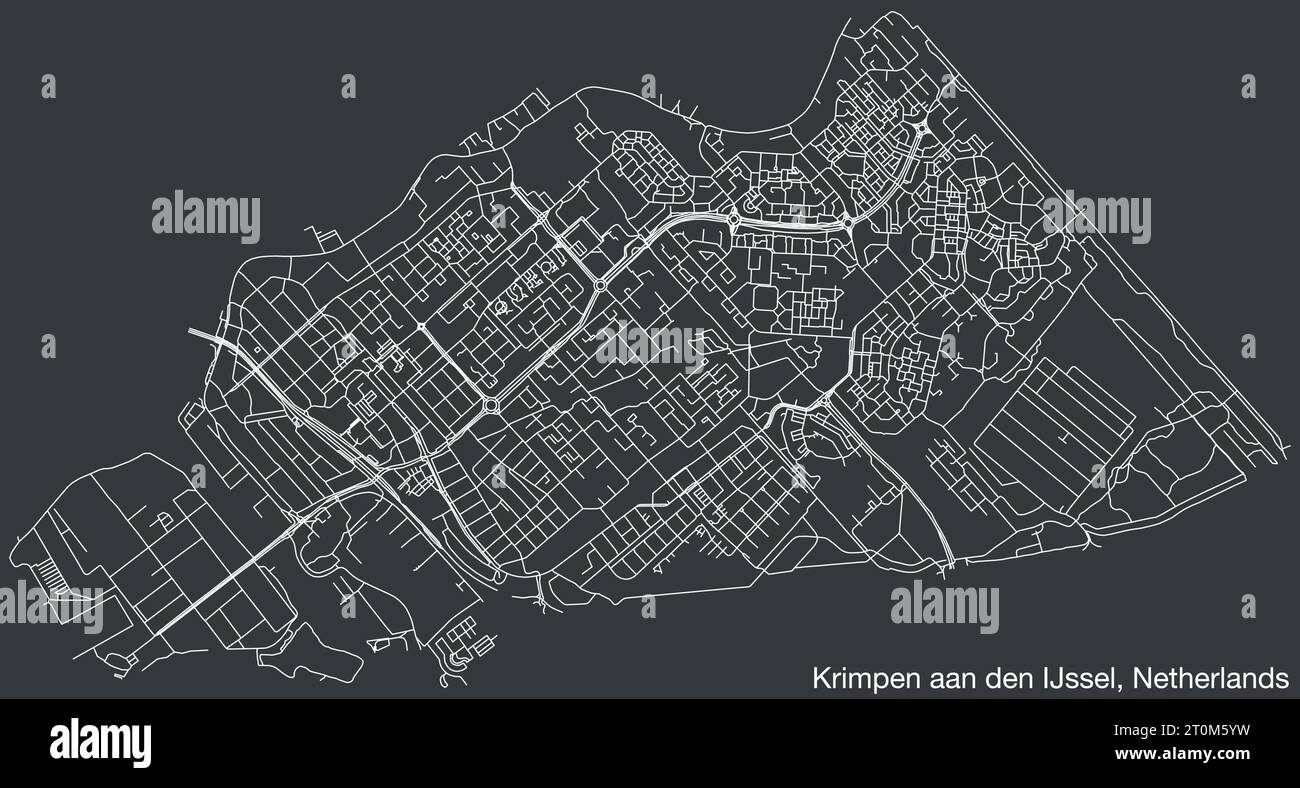 Street roads map of KRIMPEN AAN DEN IJSSEL, NETHERLANDS Stock Vector ...