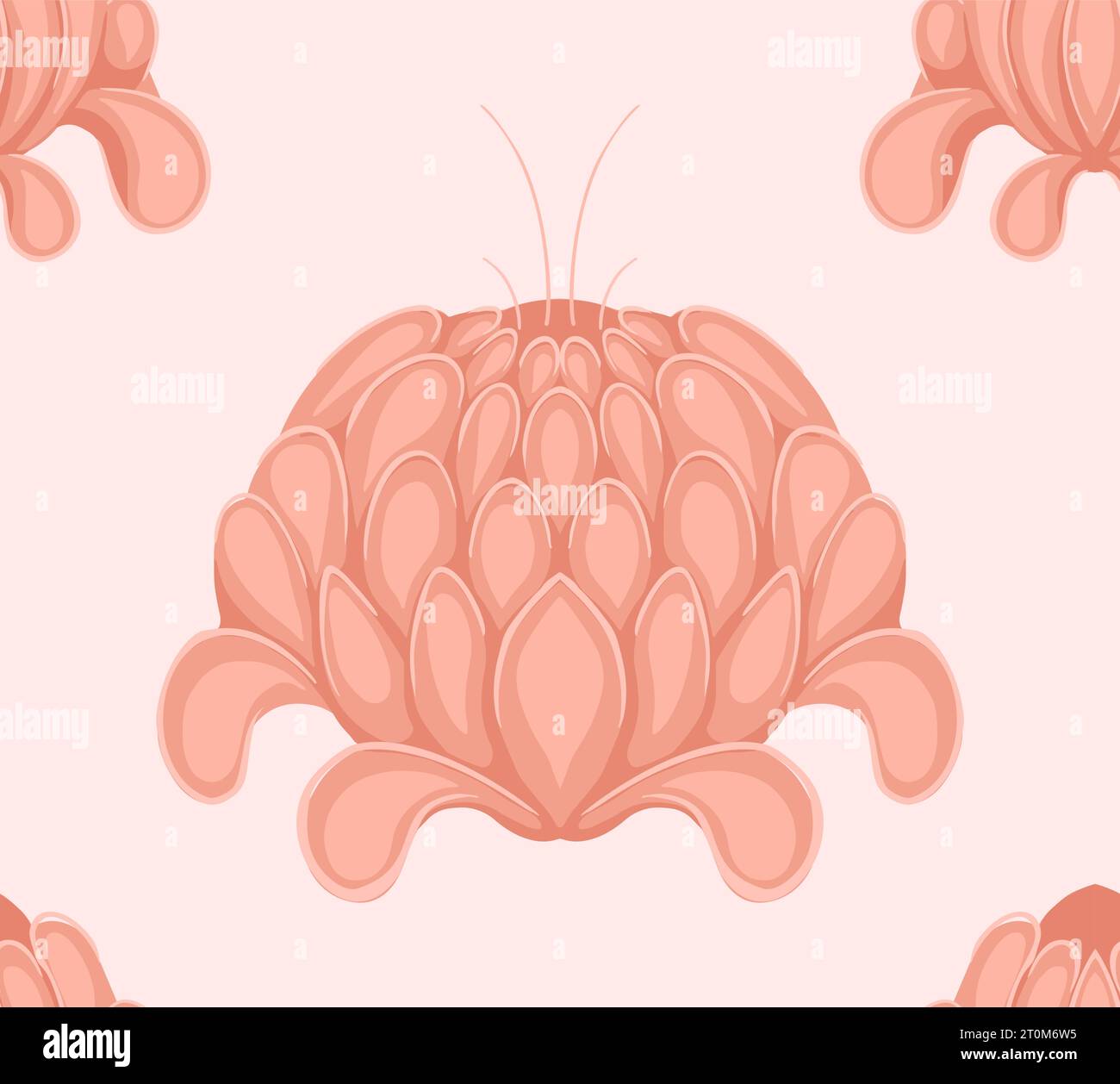 Vector delicate seamless pattern with simple peonies in a row. Tender ...