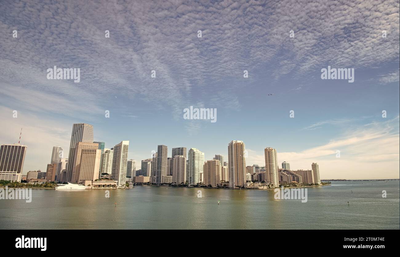 panorama photo of miami skyscraper skyline of metropolis. miami ...