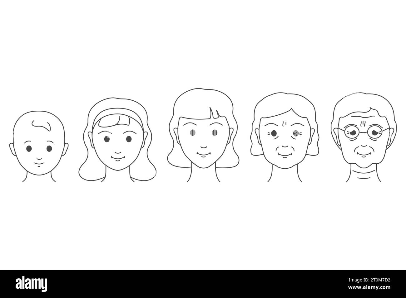 Female Lifespan Stages Through Aging Process Illustration Stock Vector
