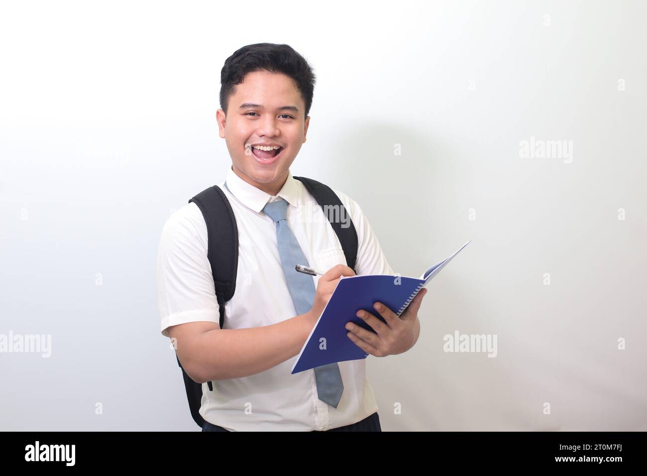 Indonesian senior high school student wearing white shirt uniform with ...