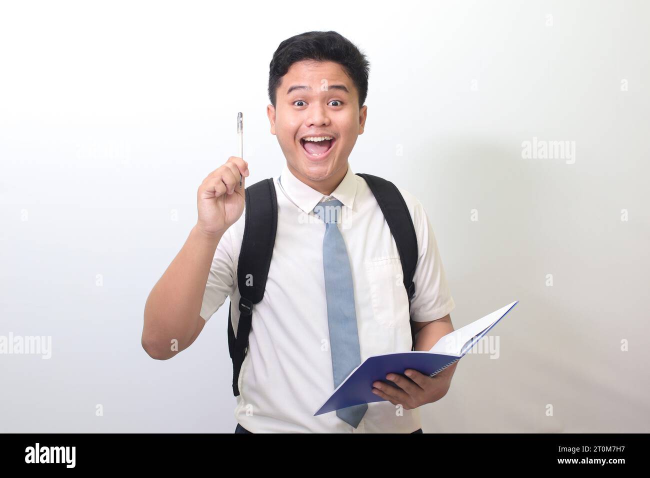 Indonesian senior high school student wearing white shirt uniform with ...