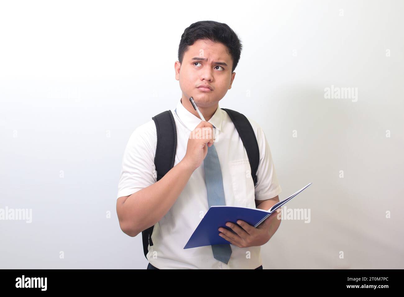 Indonesian senior high school student wearing white shirt uniform with ...