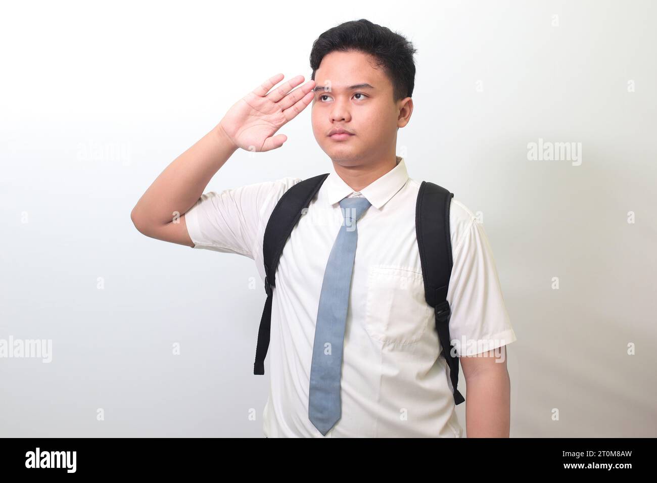 Indonesian senior high school student wearing white shirt uniform with ...