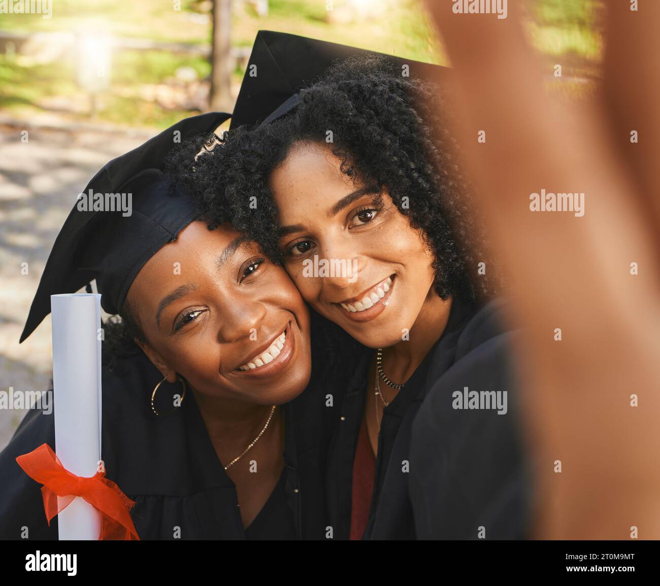 Graduate scroll, portrait or happy friends selfie for learning success ...