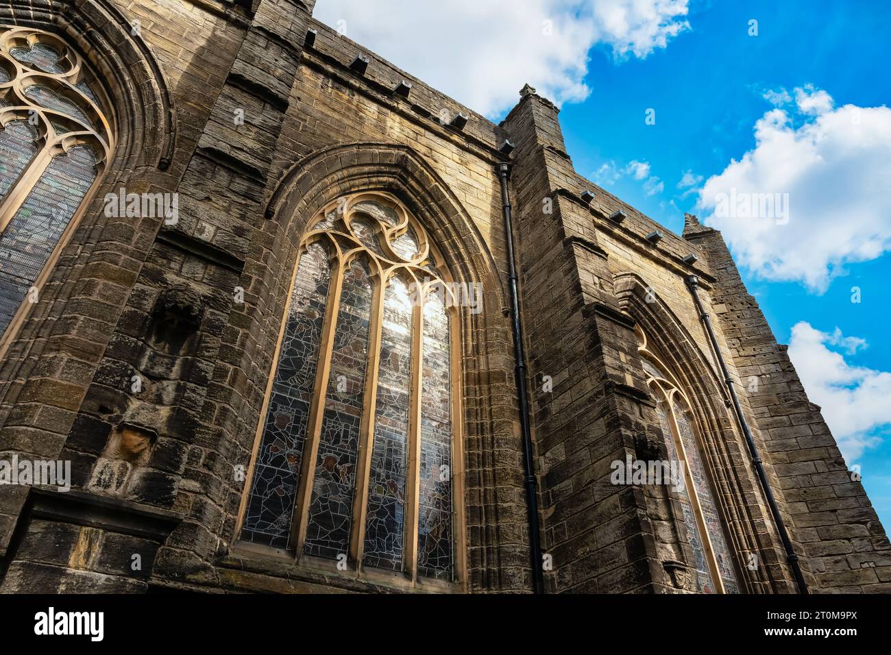 Medieval arches on the facade of Stirling Church in Scotland Stock ...