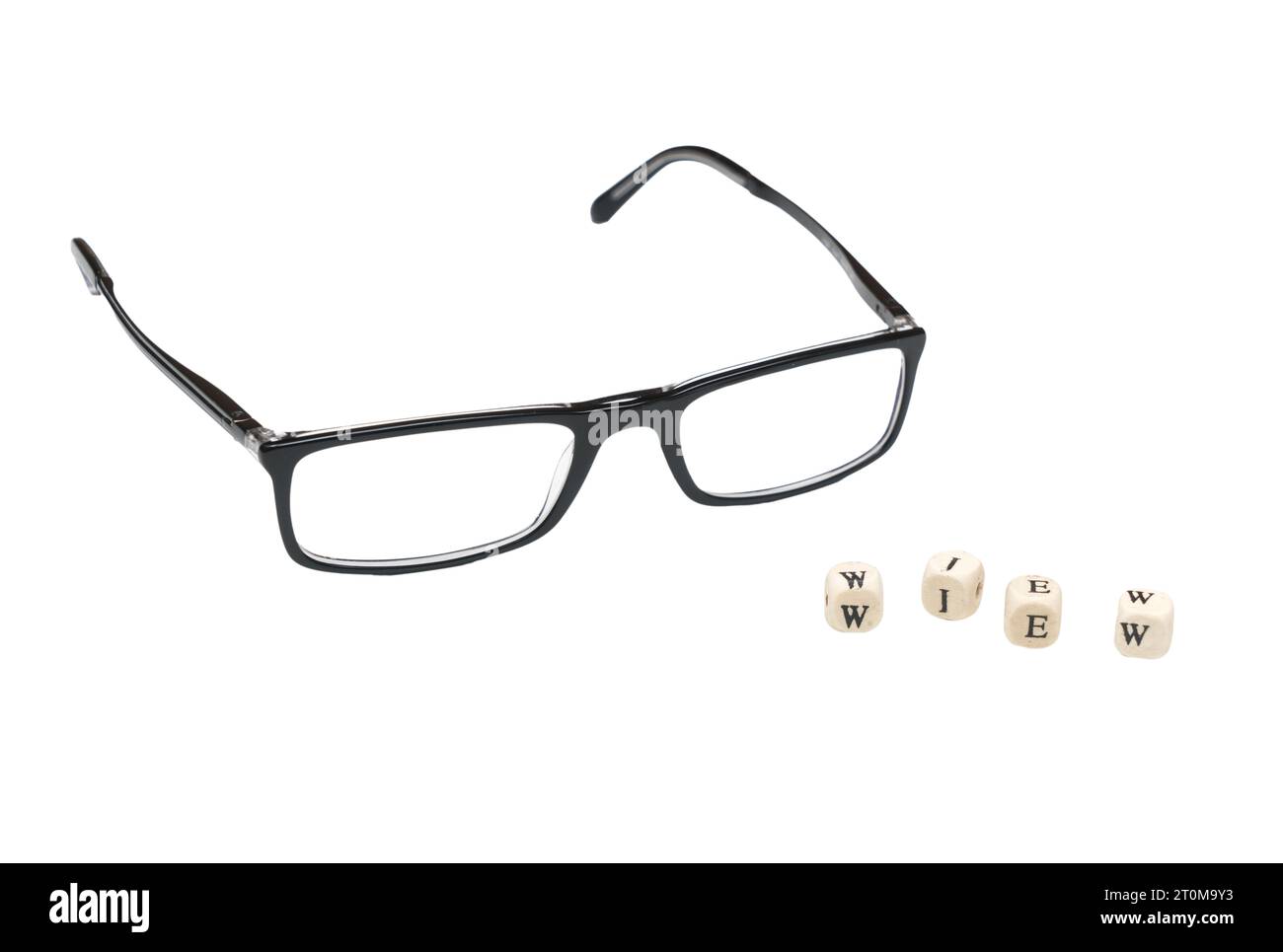 the word view and a pair of glasses on a trasnparent background Stock ...