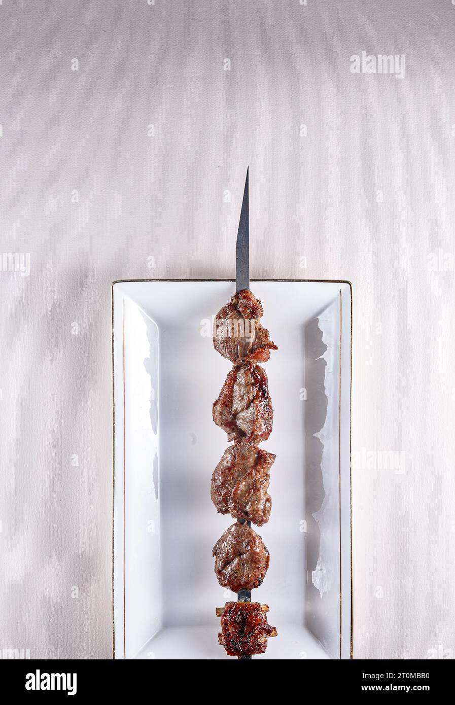 mutton bbq on a skewer. View from above. Chinese cuisine, ingredient ...