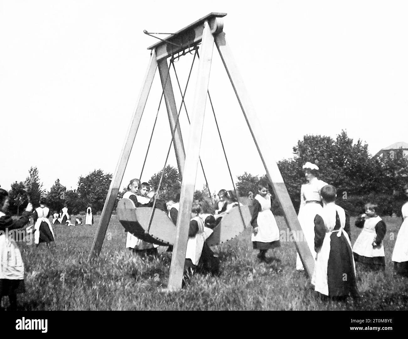 Children playing in a park, Victorian period Stock Photo - Alamy
