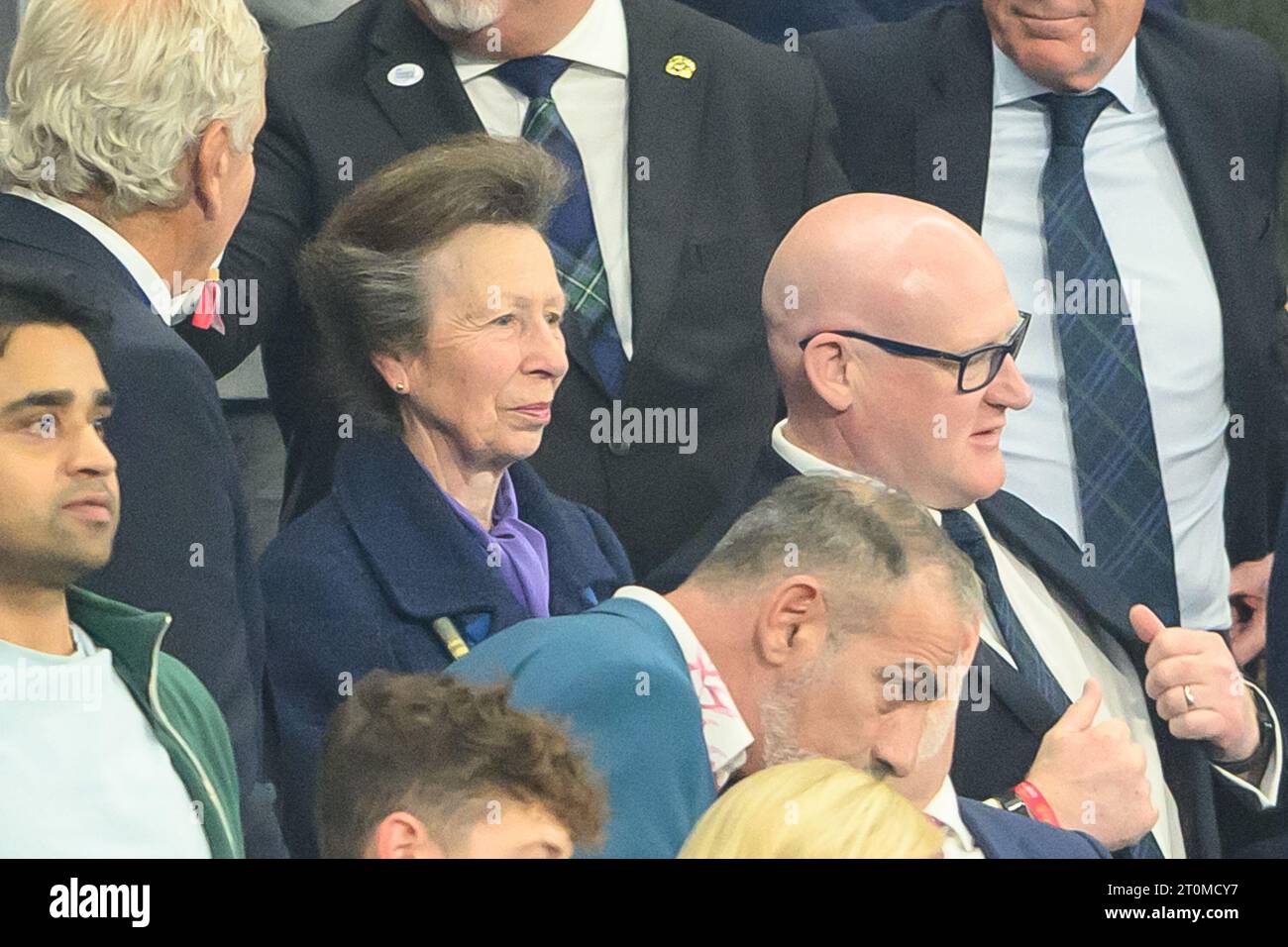 Paris, France. 7th Oct 2023. Princess Anne attends the Rugby World Cup ...