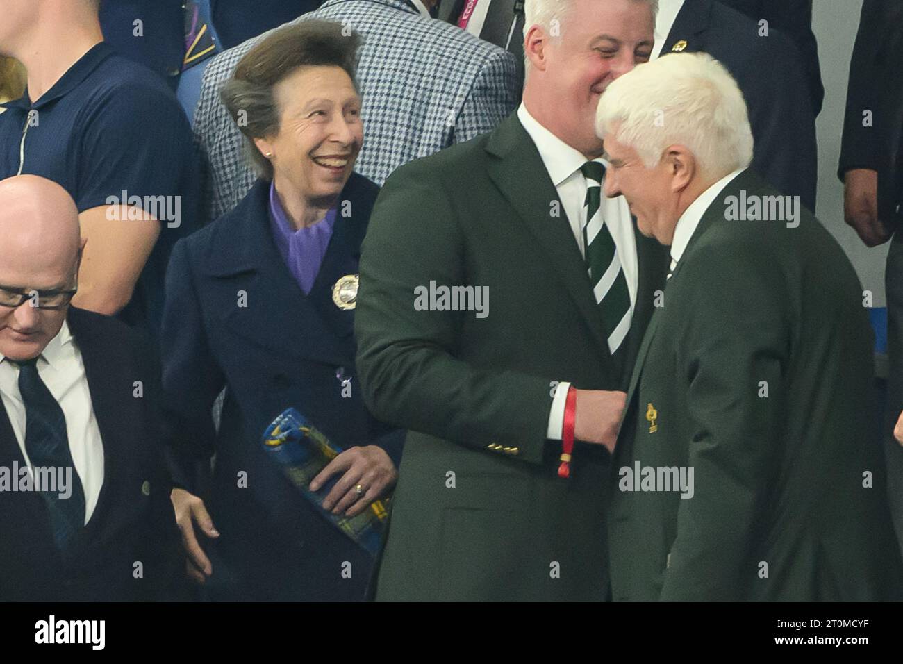 Paris, France. 7th Oct 2023. Princess Anne attends the Rugby World Cup ...