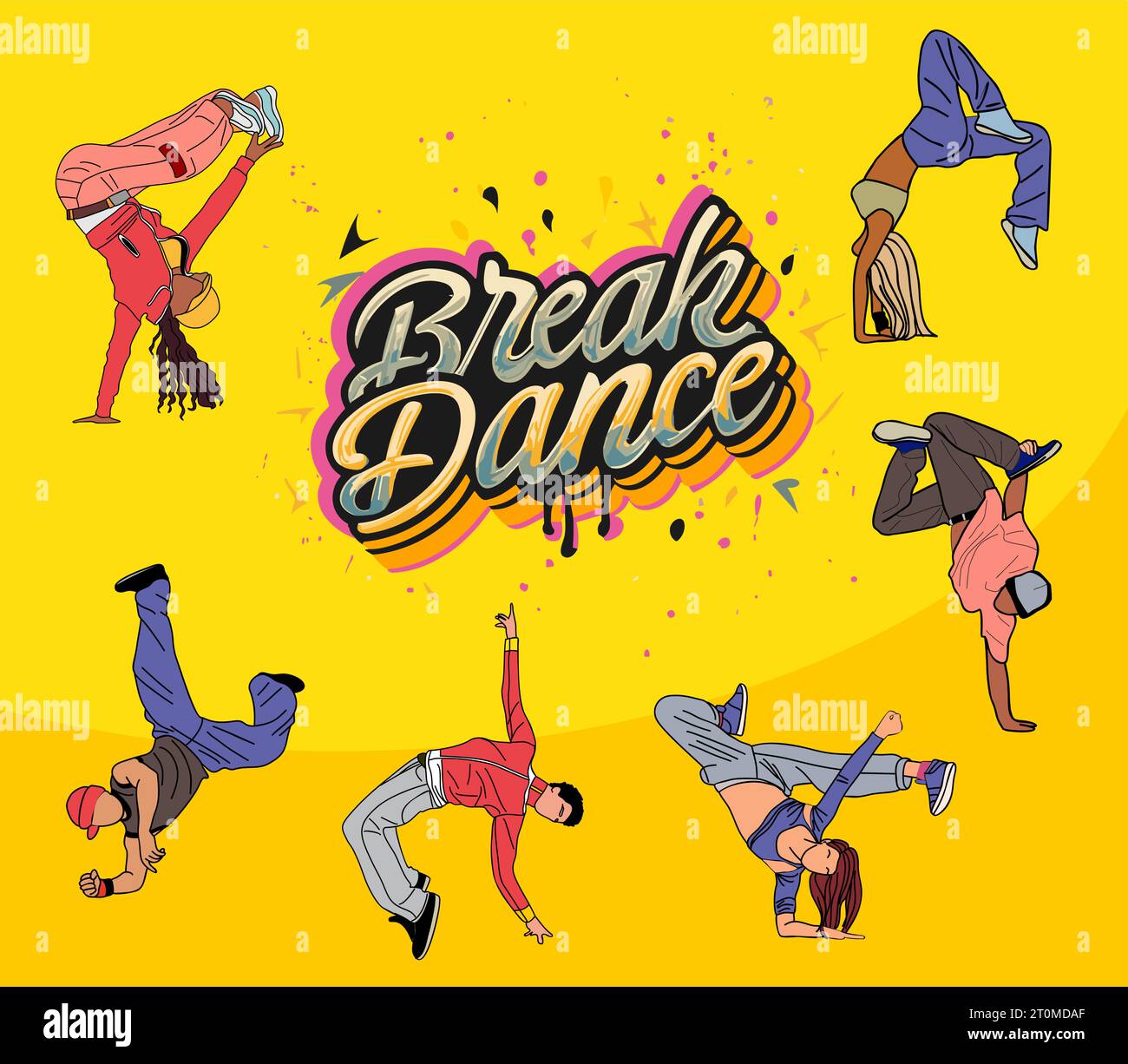 Break dance banner with Cool girl and boy Dancers Stock Vector Image ...