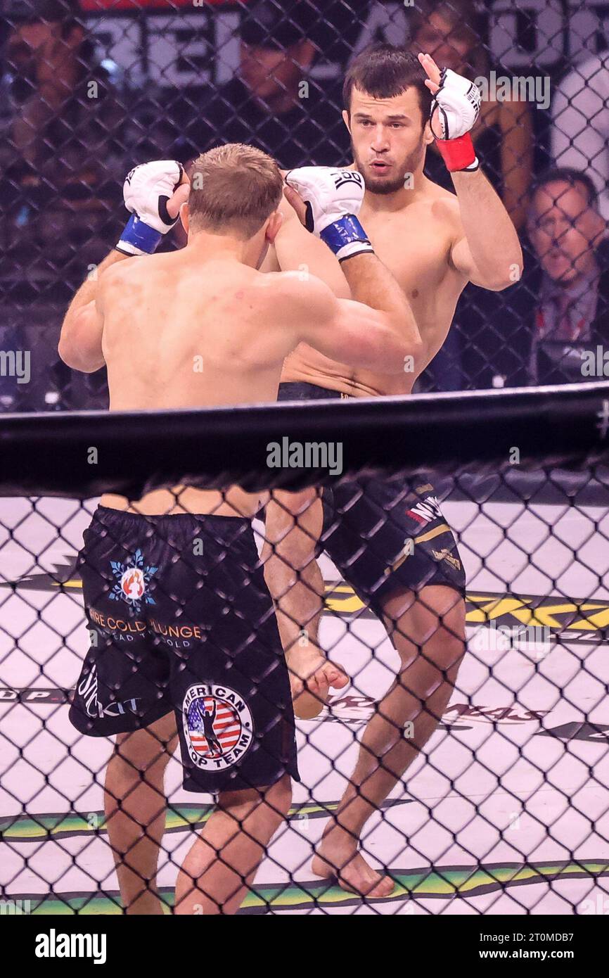 San Diego, USA. October 7, 2023: (R-L) Lightweight Champion Usman ...