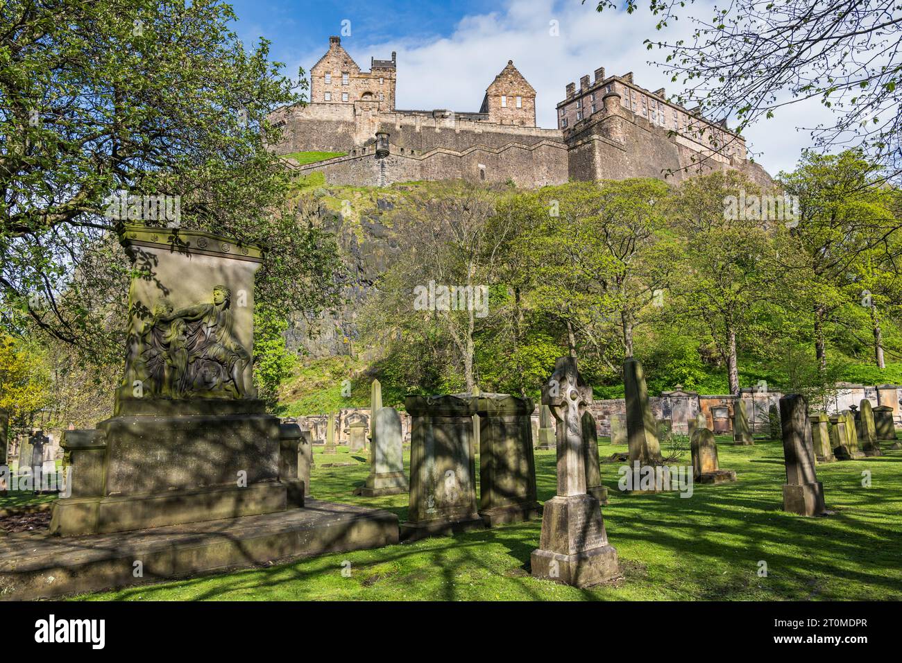 Graveyard at King's Stables Rd below Edinburgh Castle in city of ...