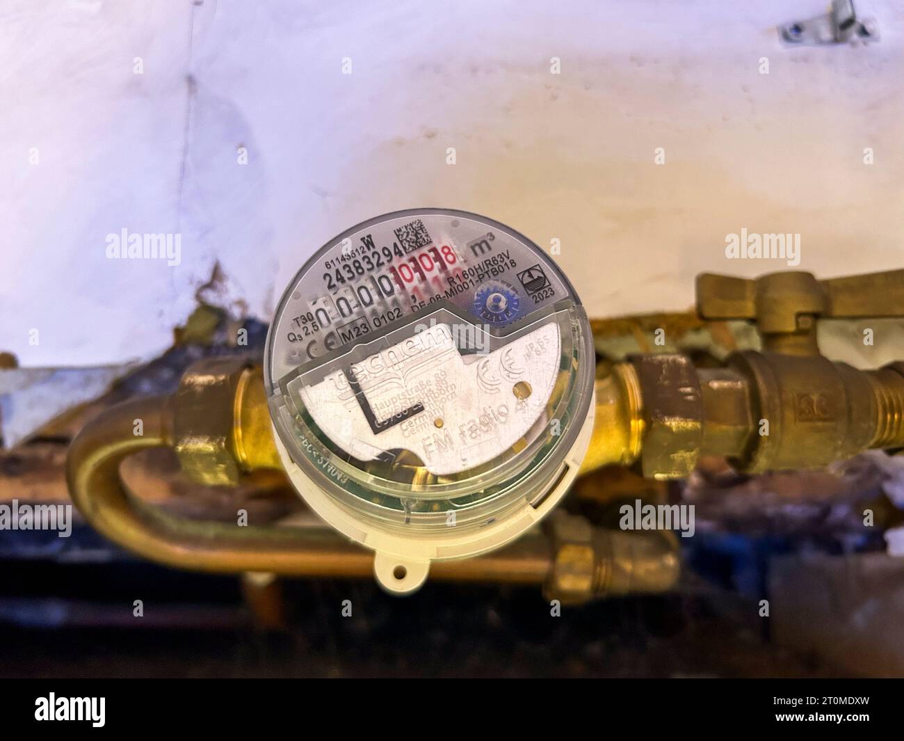 Paris, France, Detail, Electronic Water Meter in Private Apartment ...