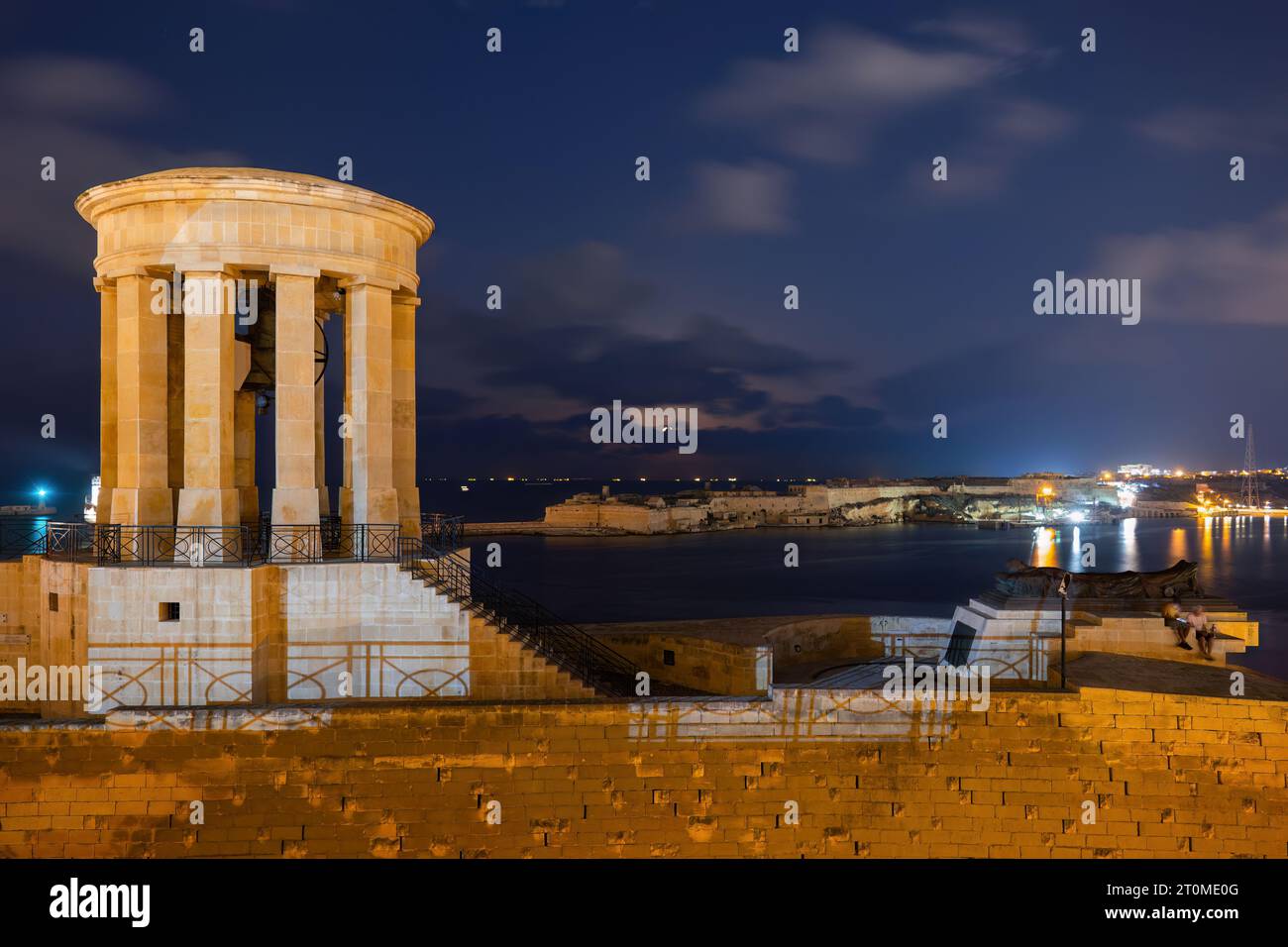 Siege Bell War Memorial at night in Valletta, Malta, monument to those ...