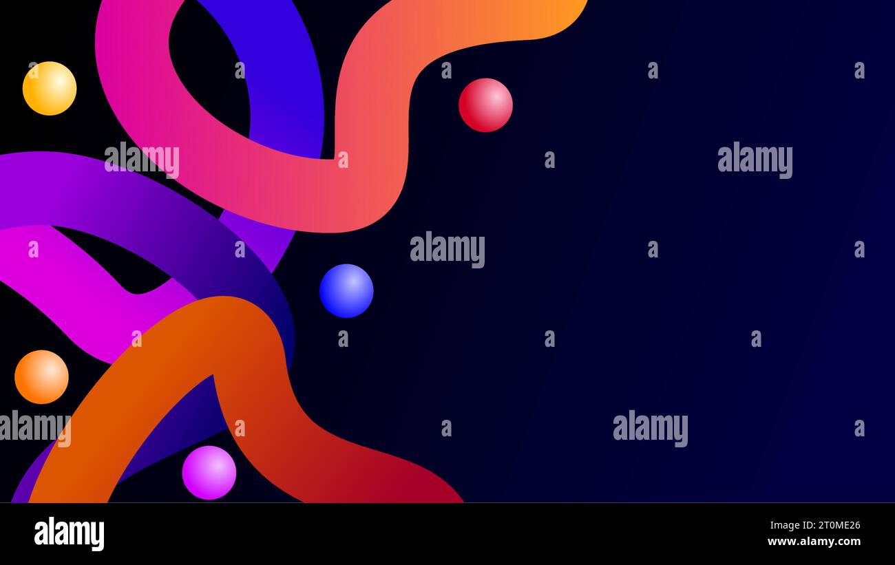 Ribbon Lines Glowing Spherical Orbs Over Dark Blue Gradient Background Stock Vector Image And Art