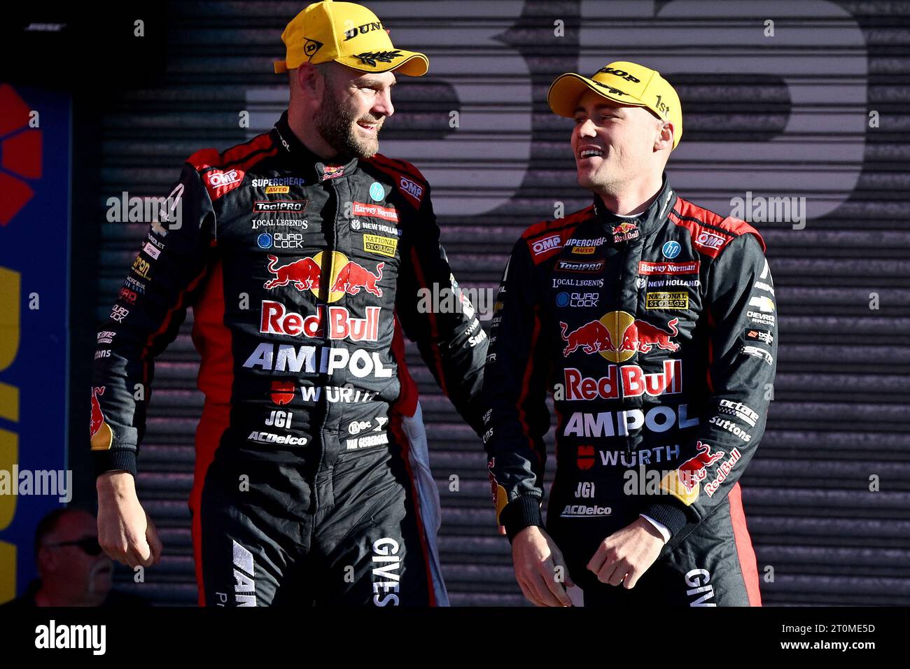 Bathurst, Australia. 08th Oct, 2023. Shane van Gisbergen (left) and co ...