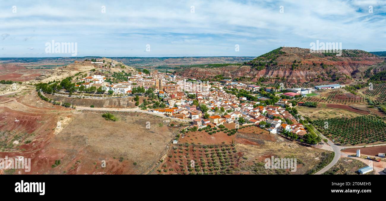 Aerial panoramic view of Alcaraz Albacete Spain, from fields Stock ...