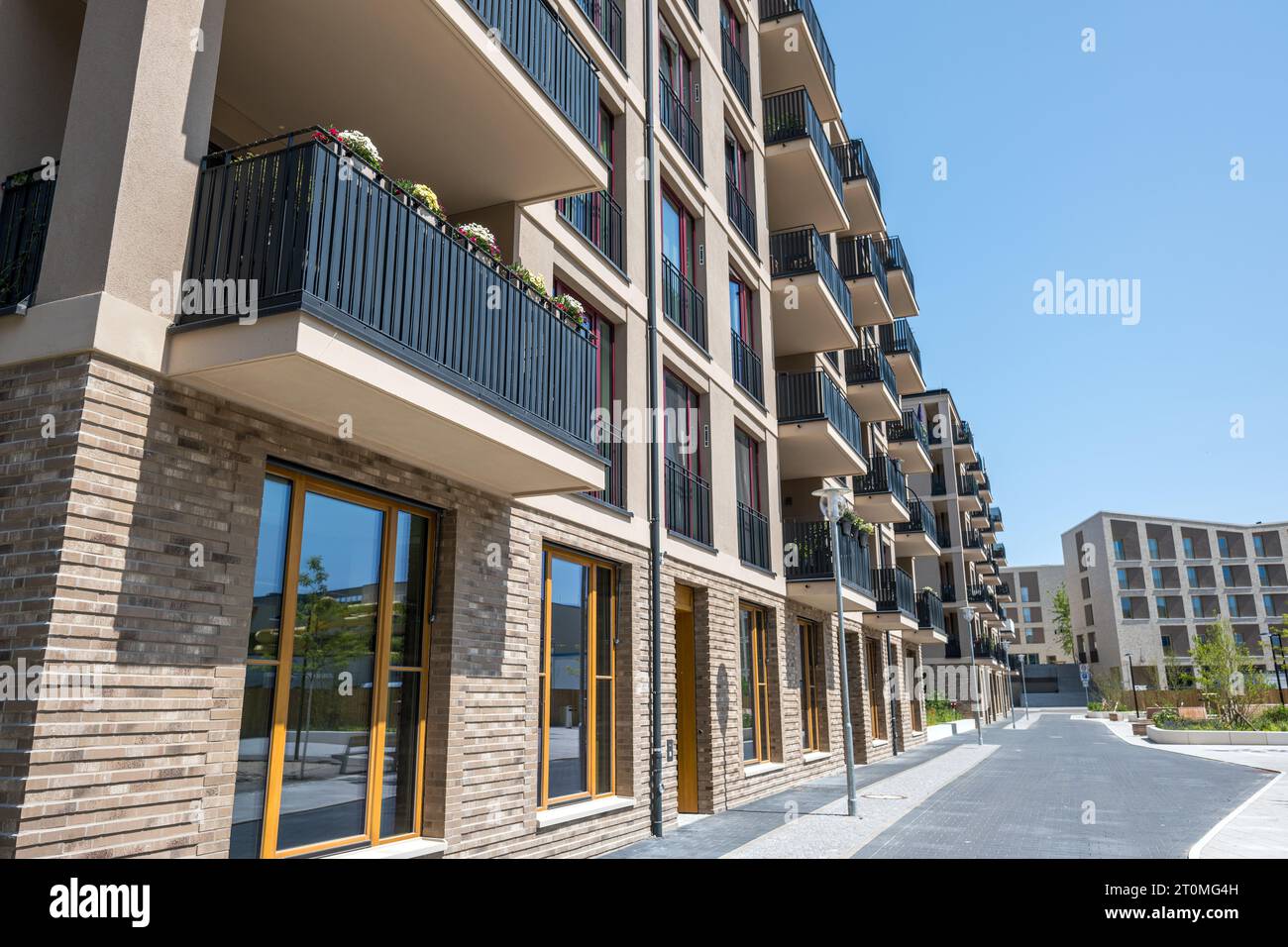 New residential buildings in a development area seen in Potsdam ...