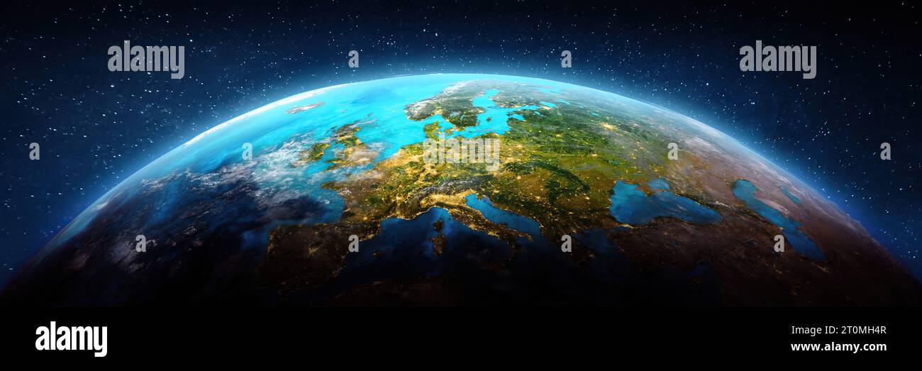 North Europe air map. Elements of this image furnished by NASA. 3d ...