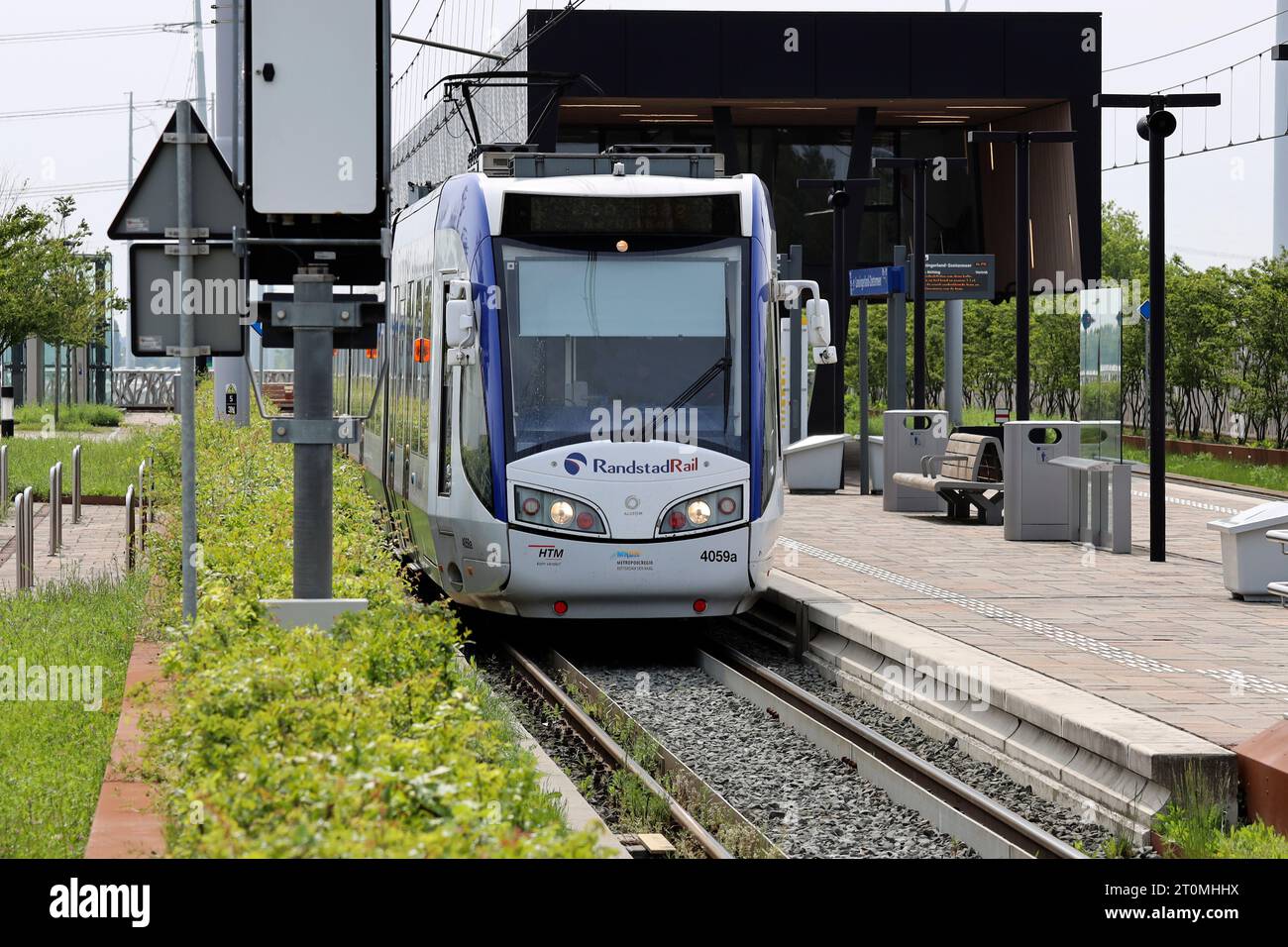 HTM regio citadis tram street car at endpoint Zoetermeer Lansingerland ...
