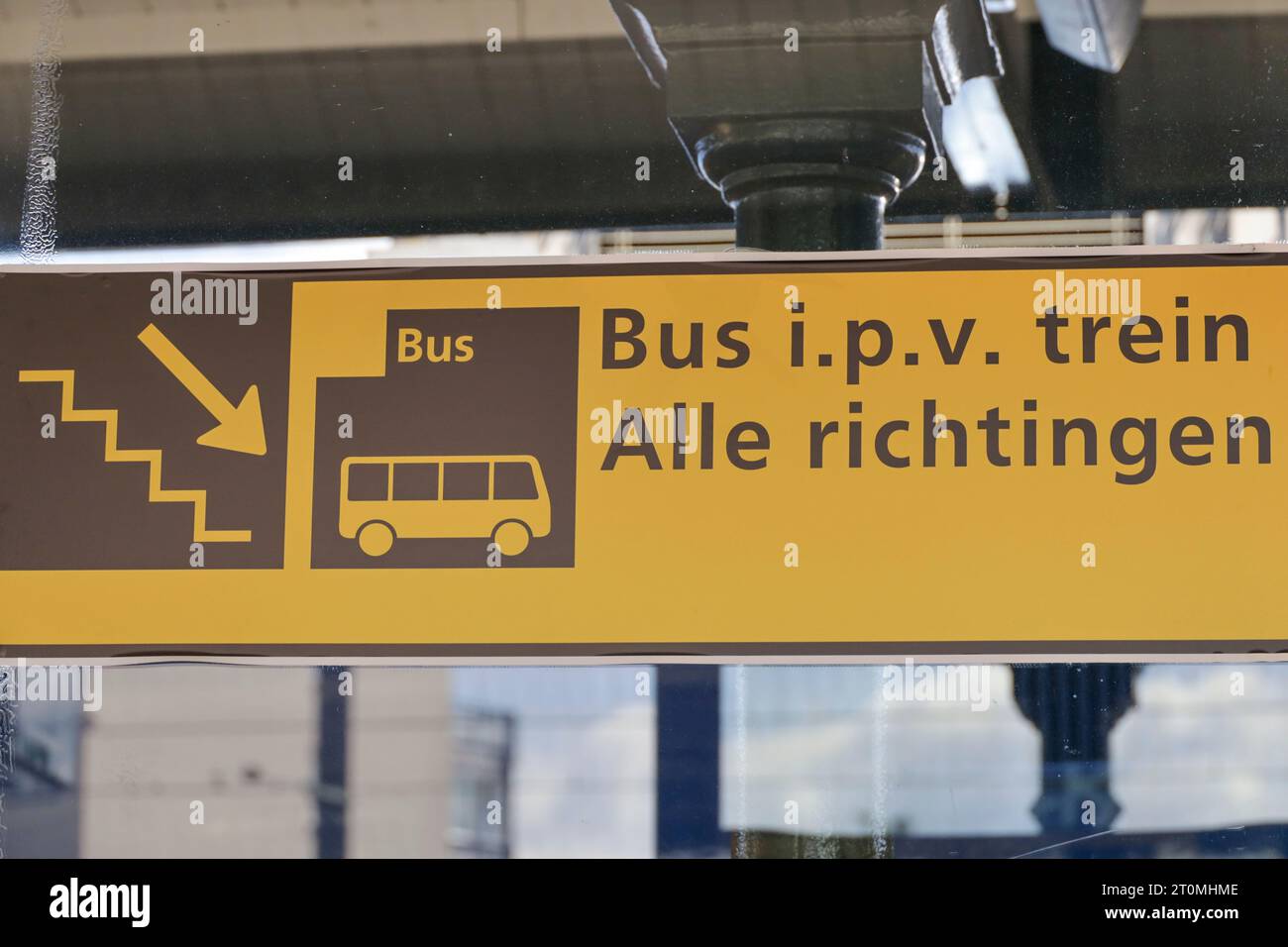 Direction sign to bus when train can't drive through maintenance of ...