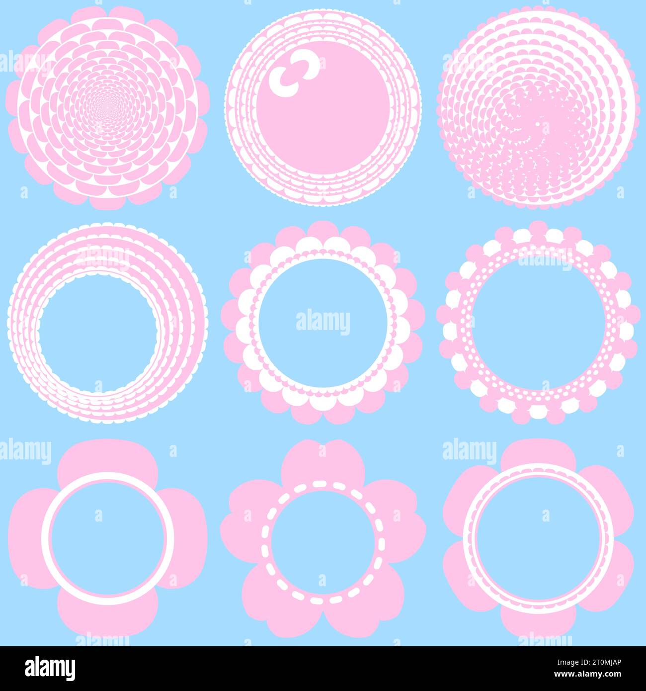 graphic illustrated Frame border circle cherry blossom sakura petals ...