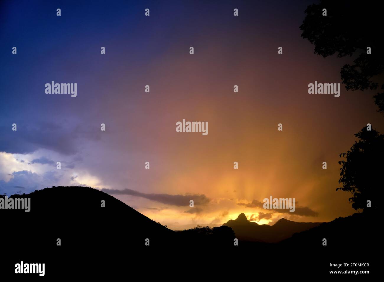 Night and Day Contrast at Sunset on the Mountains of Brazil Stock Photo ...