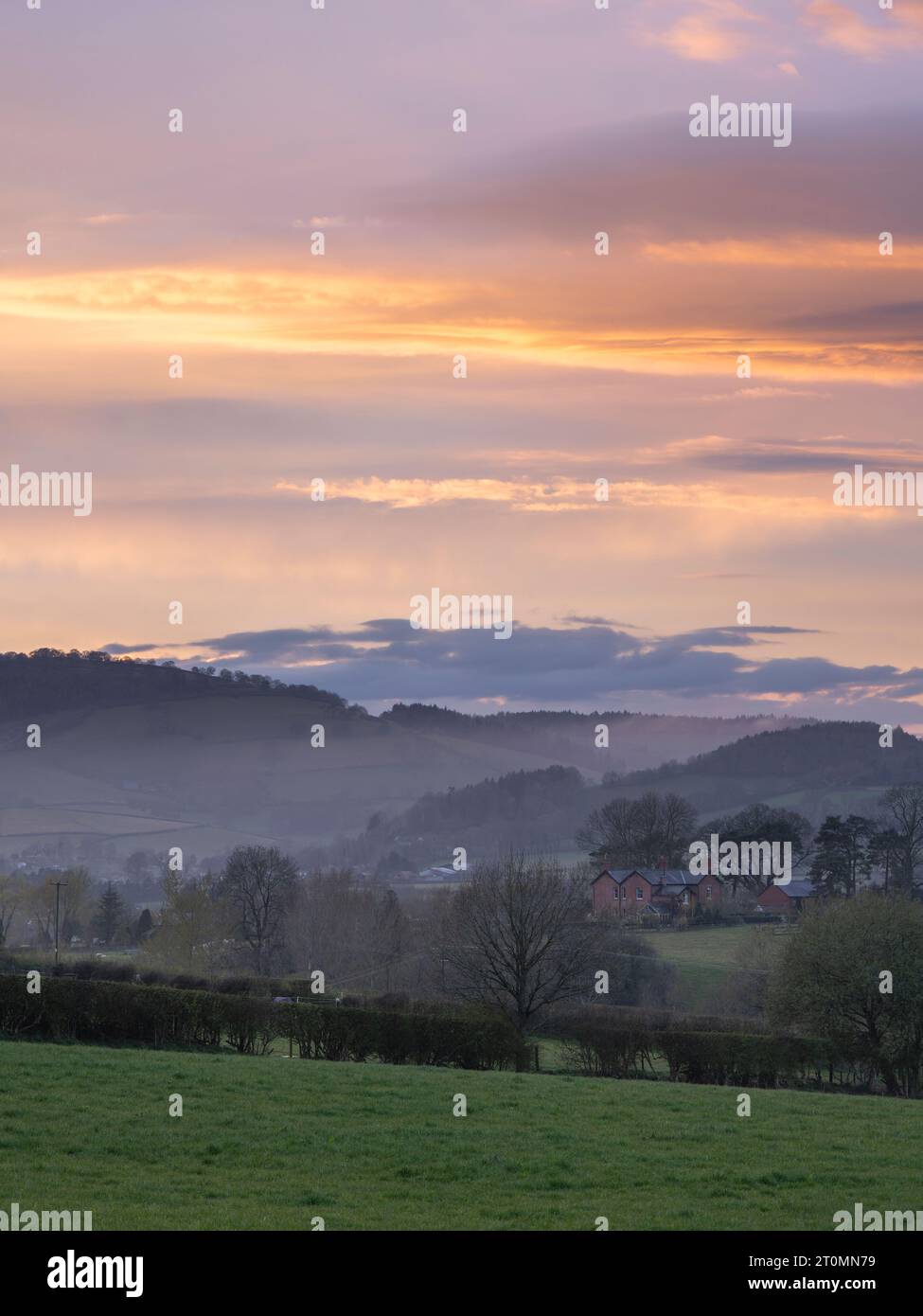 Lovely colour and dramatic light at sunset in the Clun Valley, South ...