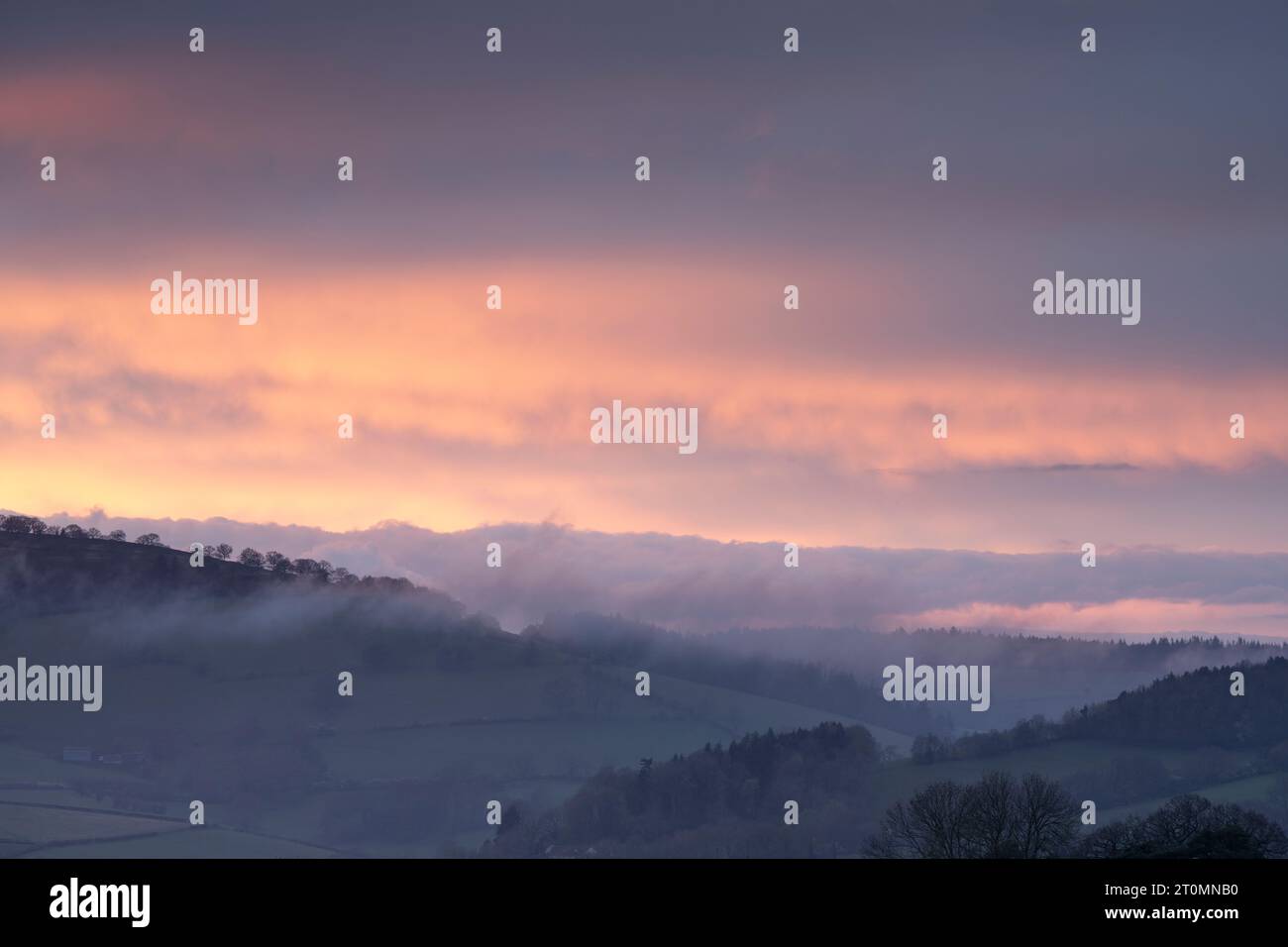 Lovely colour and dramatic light at sunset in the Clun Valley, South ...