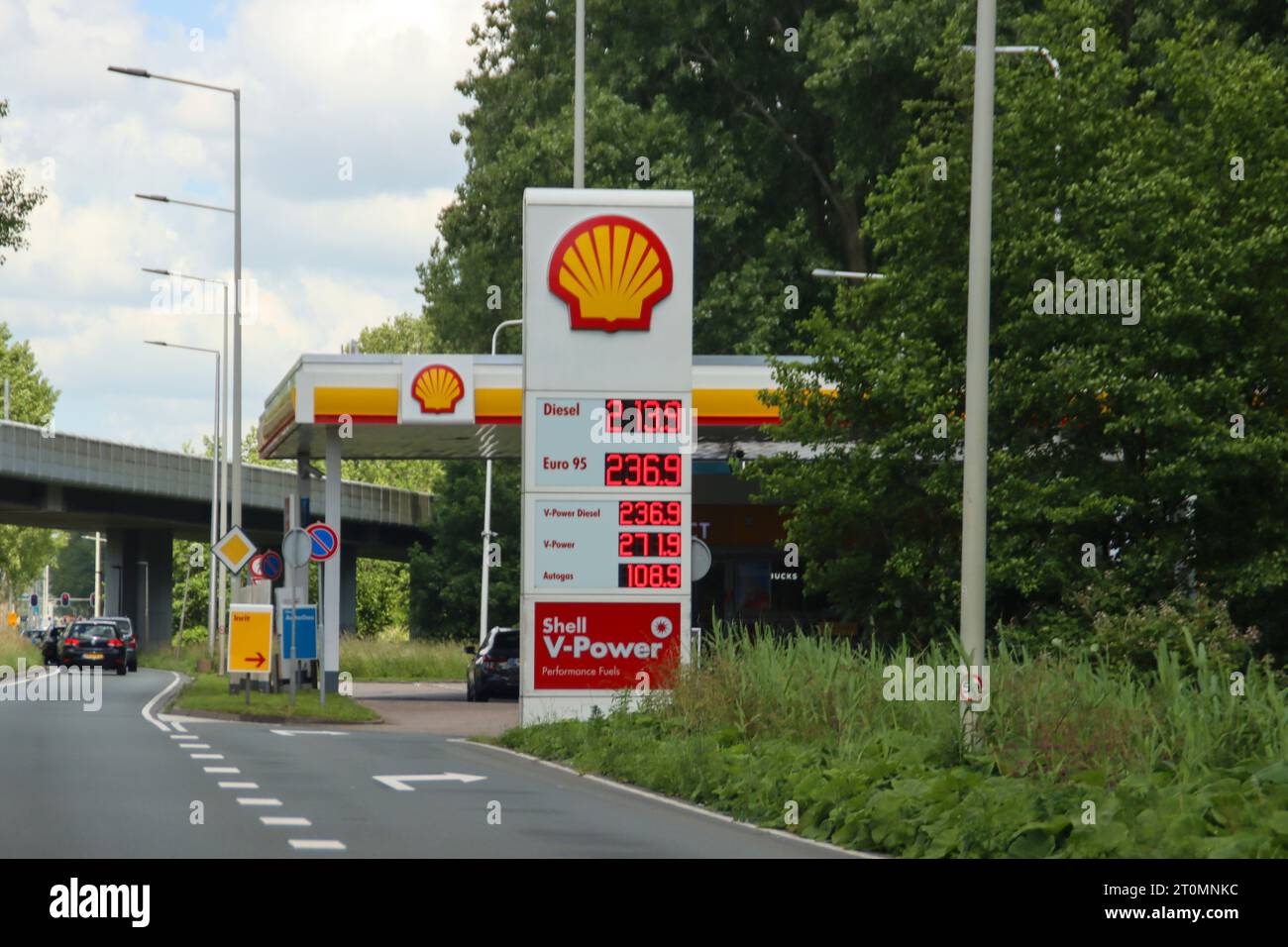 Shell petrol station with prices above 2 euro per liter at start war in ...