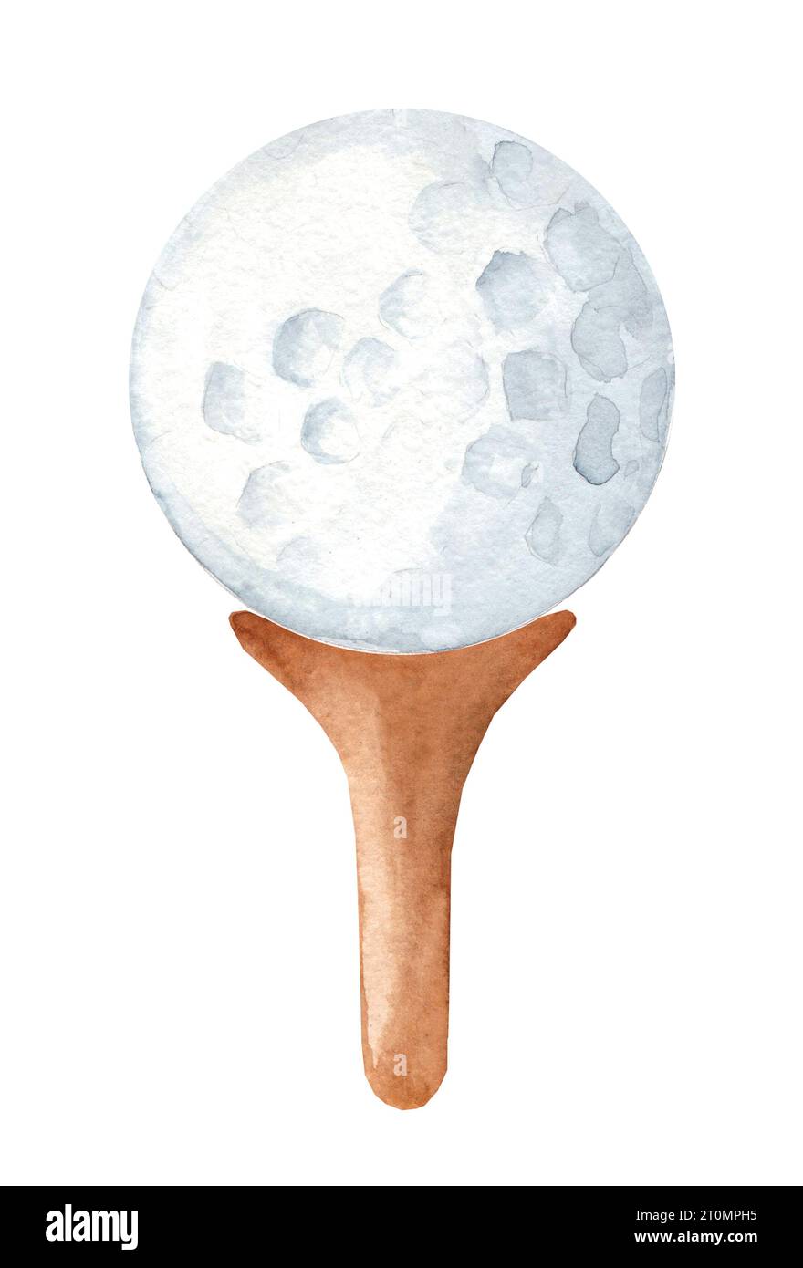 Golf ball. Watercolor hand drawn illustration of sport isolated on ...