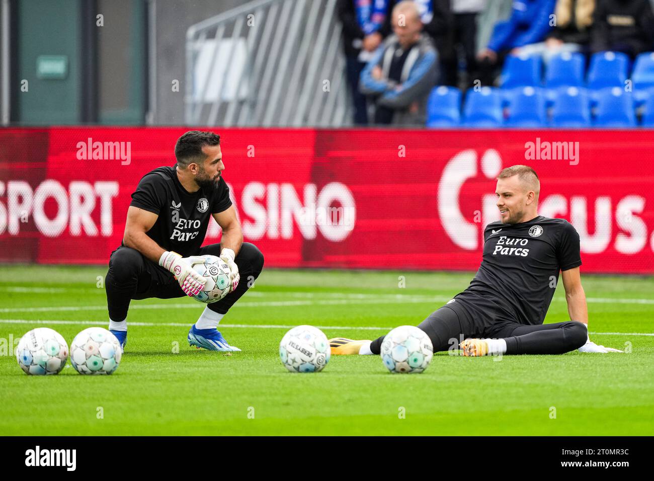 Zwolle, The Netherlands. 08th Oct, 2023. Zwolle - Feyenoord goalkeeper Kostas Lamprou, Feyenoord ...