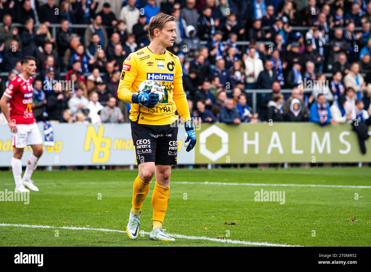 Halmstad, Sweden. 07th Oct, 2023. Goalkeeper Sondre Rossbach (1) of Degerfors seen during the ...