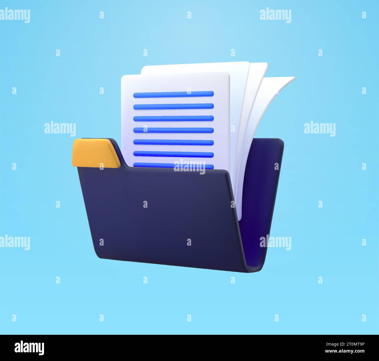 3d files and dark blue folder icon, minimal style isolated on background. 3d document icon ...