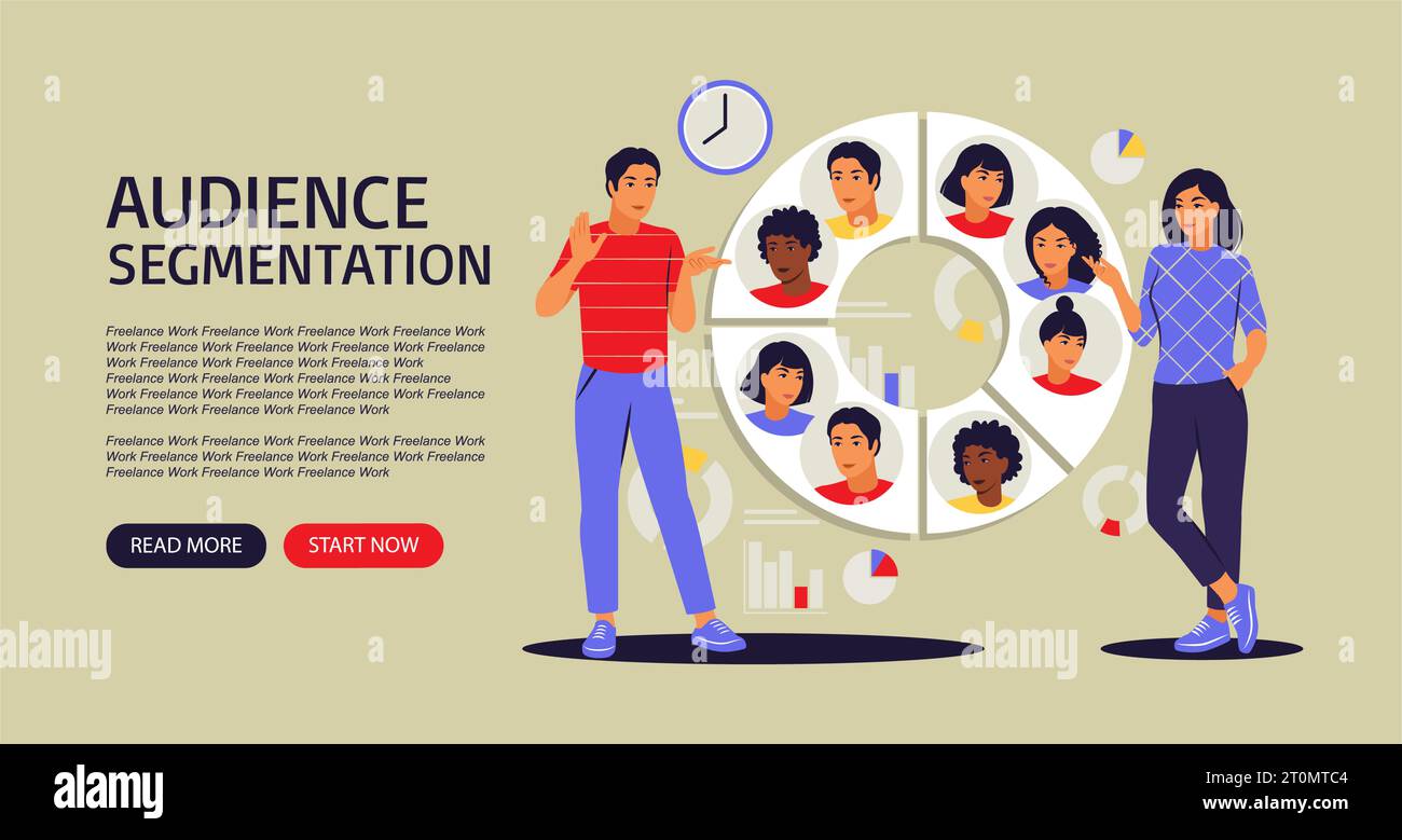 Audience segmentation concept. Landing page for web. People near a ...