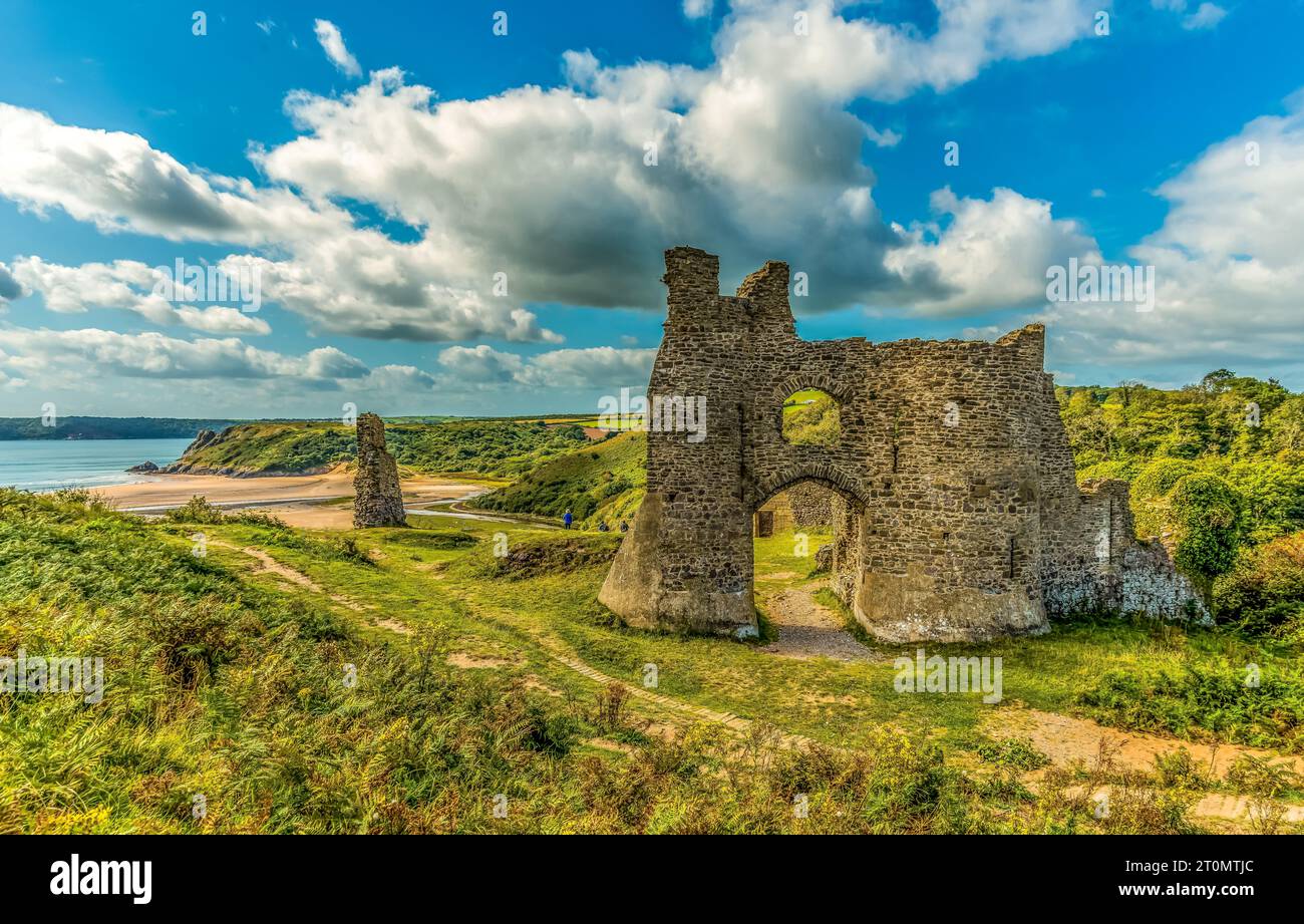 Pennard Castle (Ruin) Wales, UK Stock Photo - Alamy