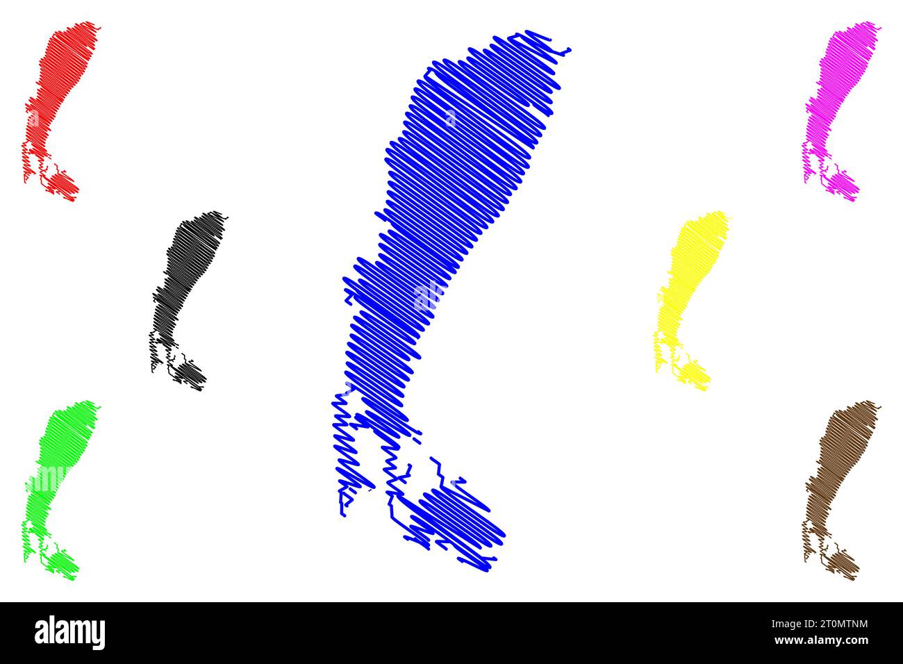 Lake Neusiedl (Austria, Hungary) map vector illustration, scribble ...