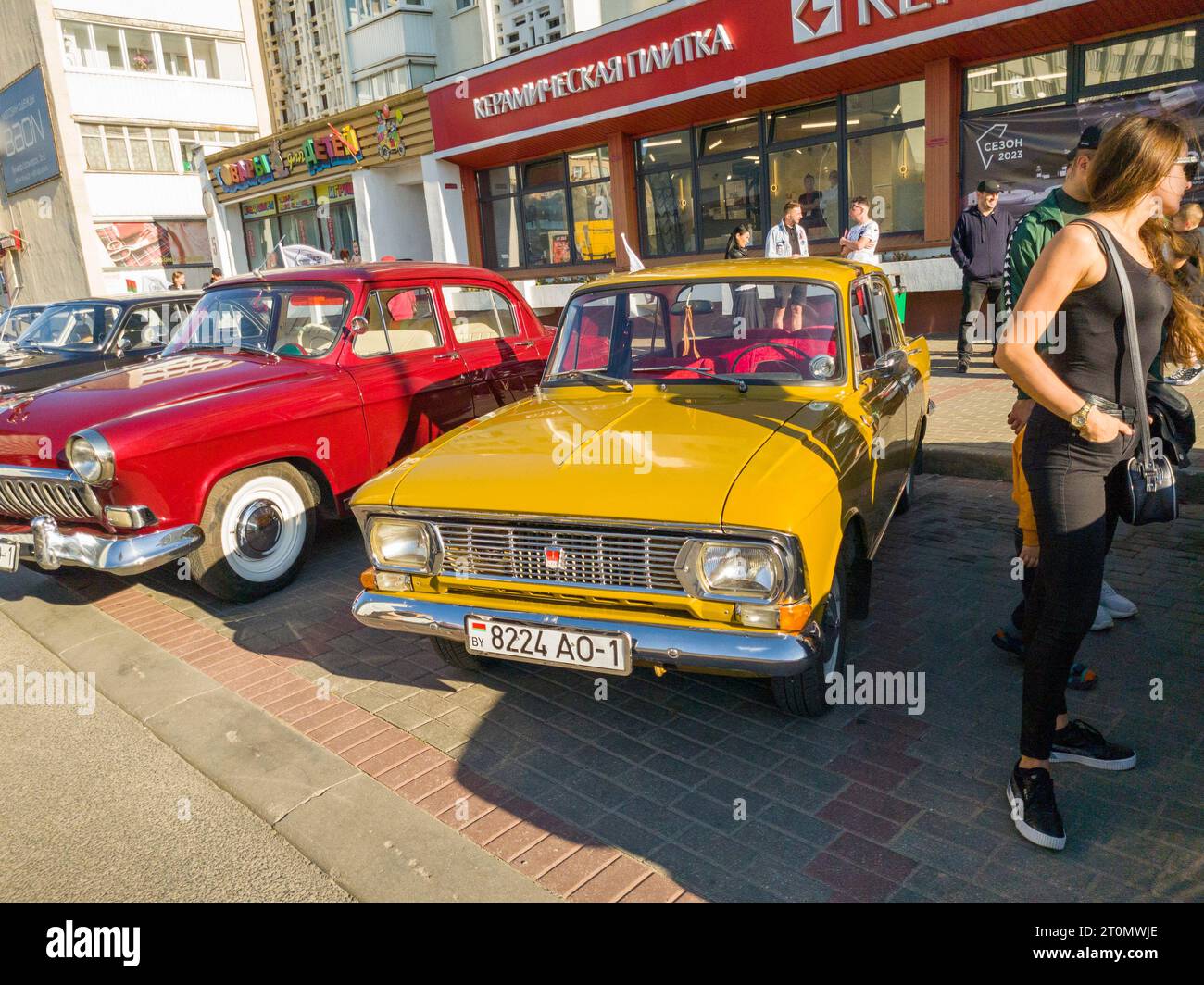 Baranovichi, Belarus - 08.09.2023 - Shot of the old, retro cars on ...