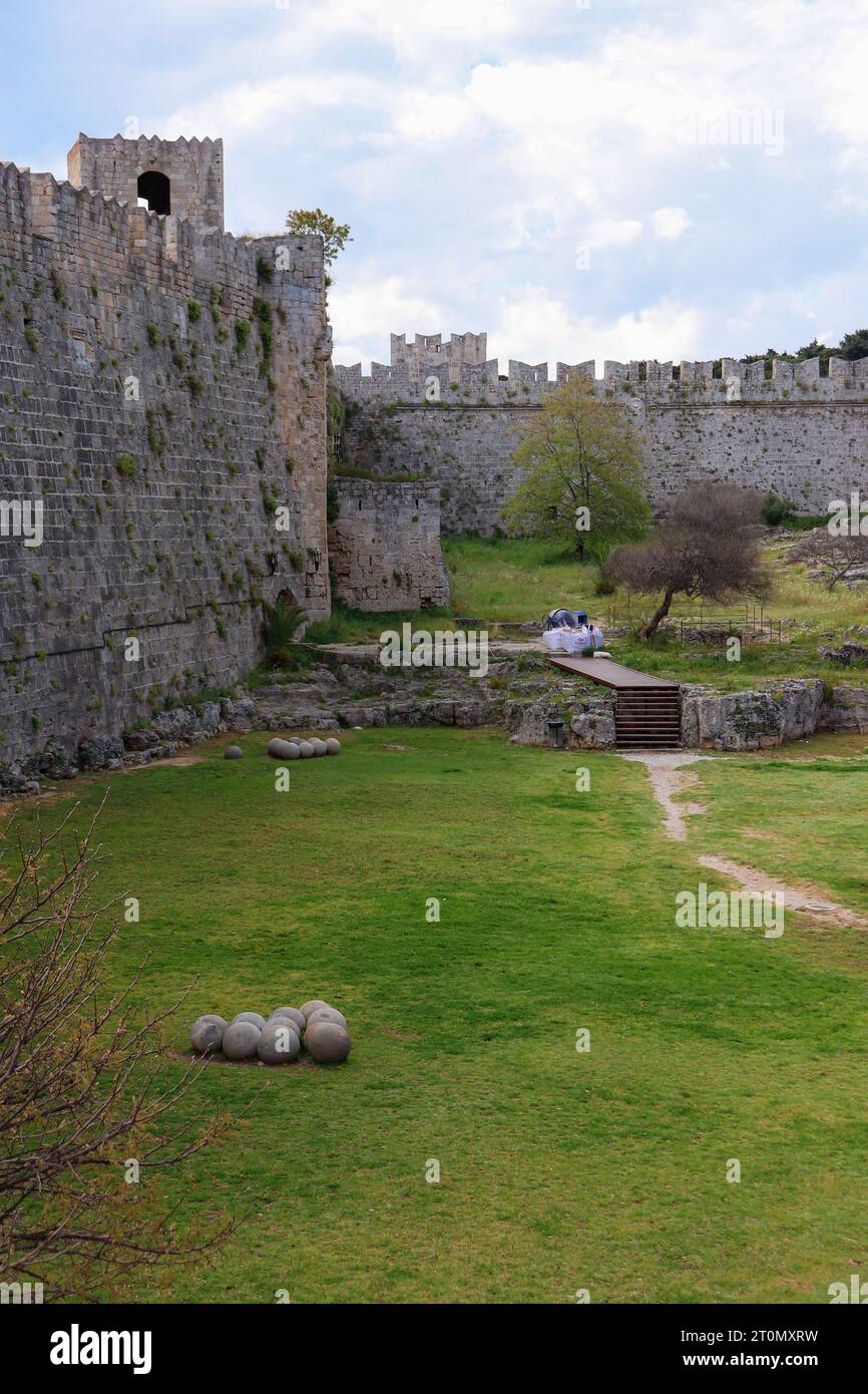 Grass along the World City Trail walking path at the moat underneath ...