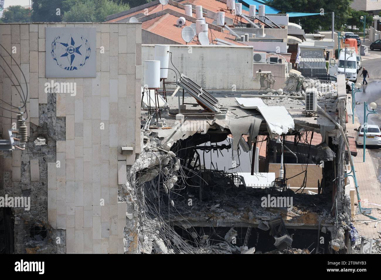 Sderot, Israel. 08th Oct, 2023. A general view of destruction after the ...