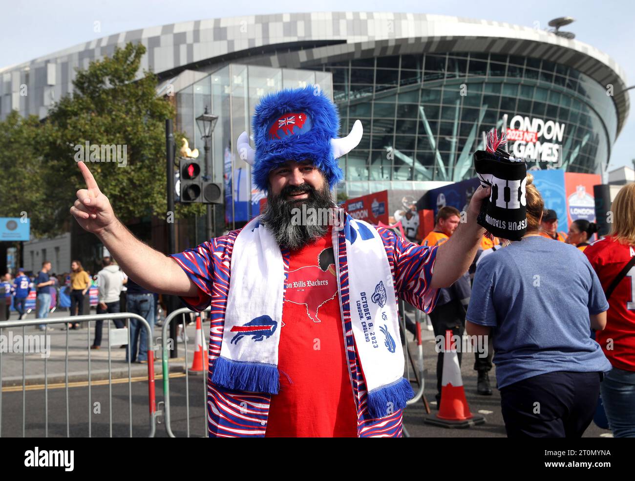 A Buffalo Bills fan shows their support prior to the NFL international ...