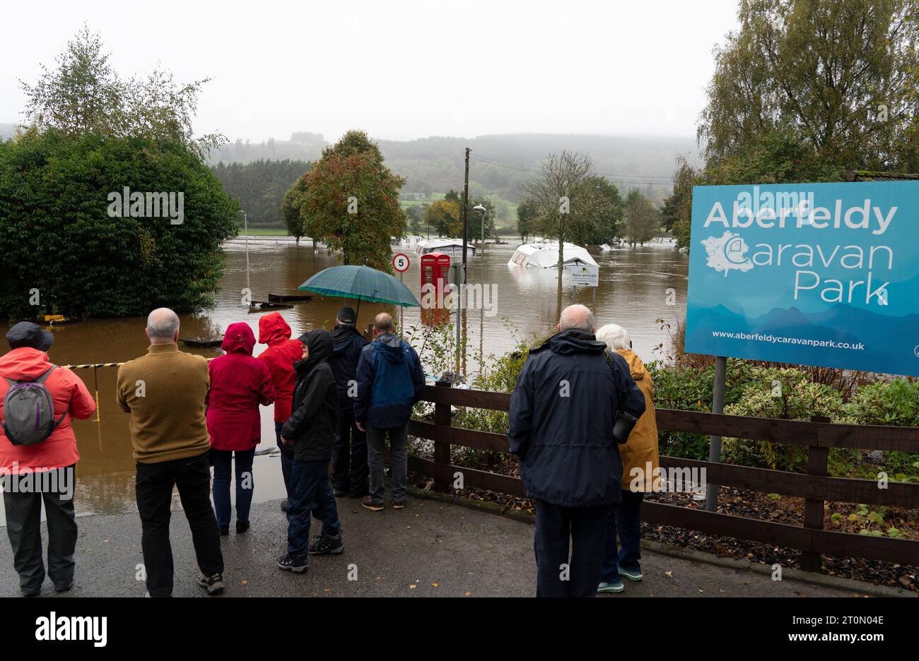 Aberfeldy, Scotland, UK. 8th Oct, 2023. Views of Aberfeldy Caravan Park ...