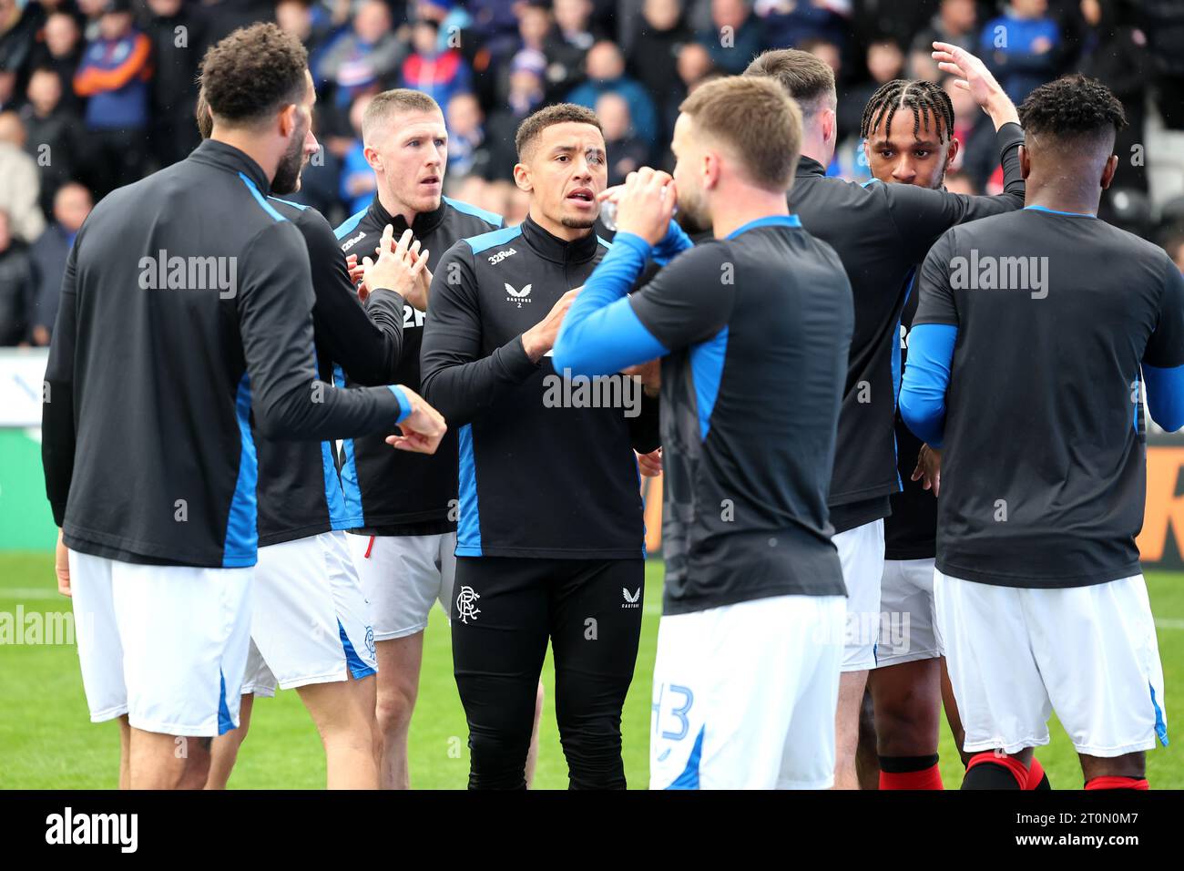 Rangers' James Tavernier (centre) and team-mates before the cinch ...